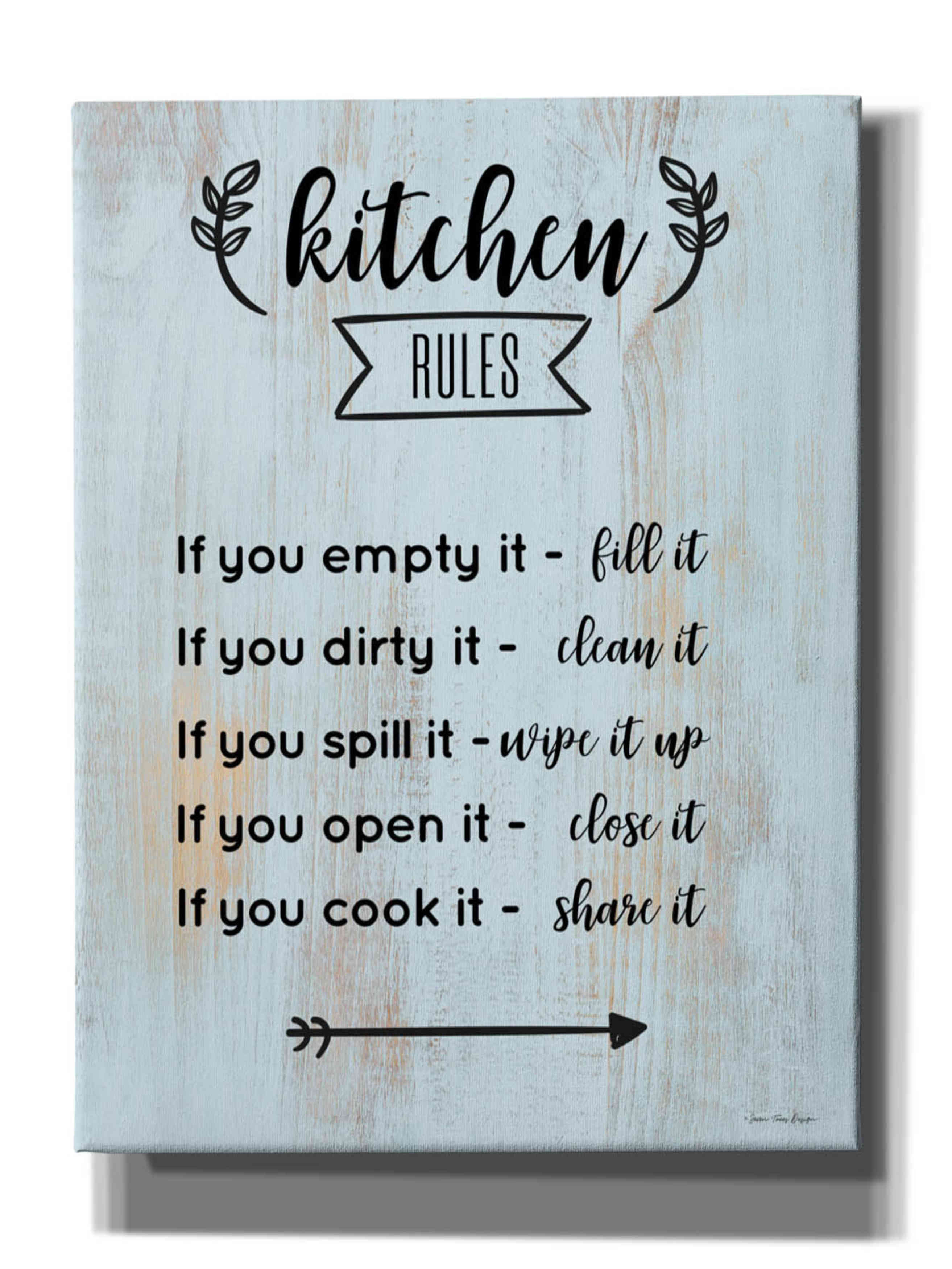 Trinx Kitchen Rules by Seven Trees Design - Wrapped Canvas Textual Art | Wayfair